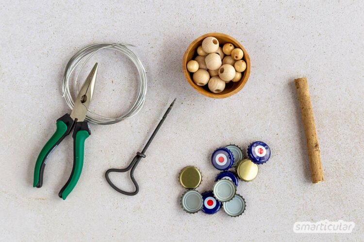 Rassel basteln: Lustig-lautes Tamburin mit Kronkorken – smarticular Verlag